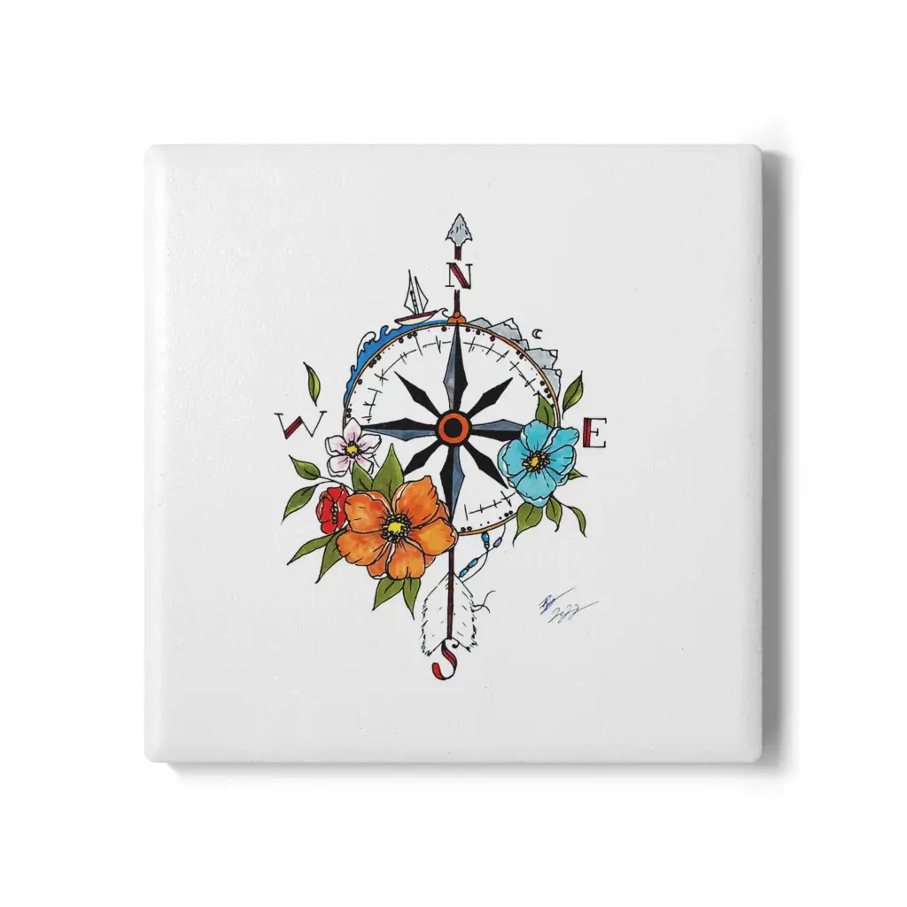 Coaster Compass Rose (Square) | Art Under Every Cup
